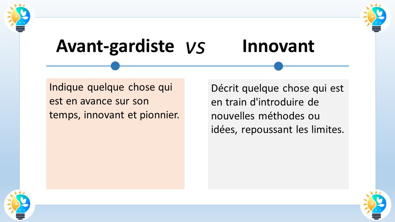 Quelles sont les différences entre Avant-gardiste et Innovant?